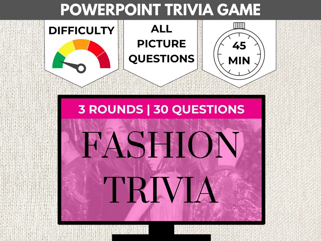 FASHION THEMED POWERPOINT Party Game | Designer Fashion Digital Pub ...
