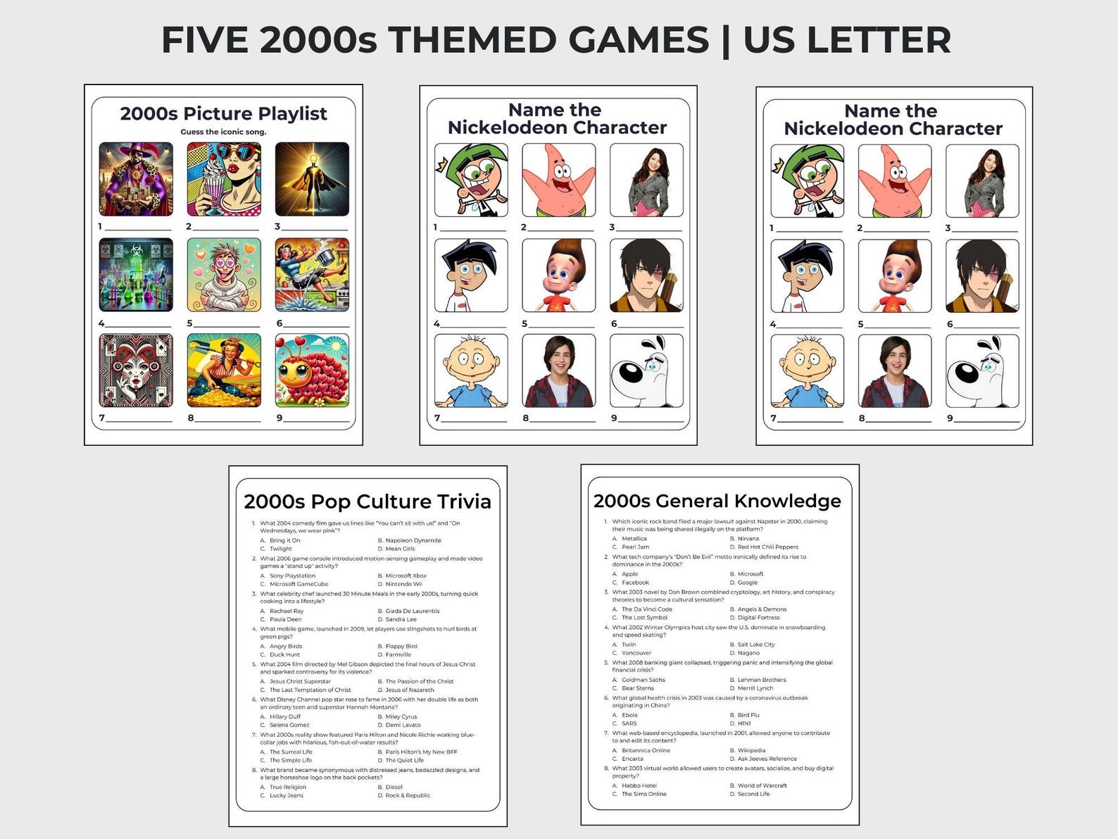 Decades Trivia Game Bundle: 60s, 70s, 80s, 90s Pub Quiz (printable PDF ...