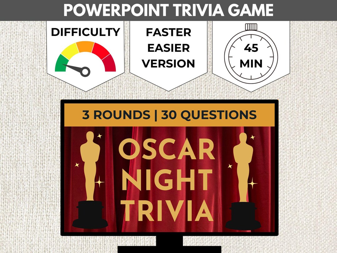 ACADEMY AWARDS PARTY Powerpoint Trivia Game | Oscars Movie Night Trivia ...
