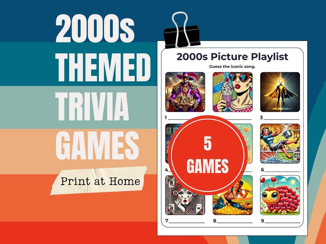 2000s PRINTABLE TRIVIA GAME Bundle | 30th Birthday Party Table Game ...