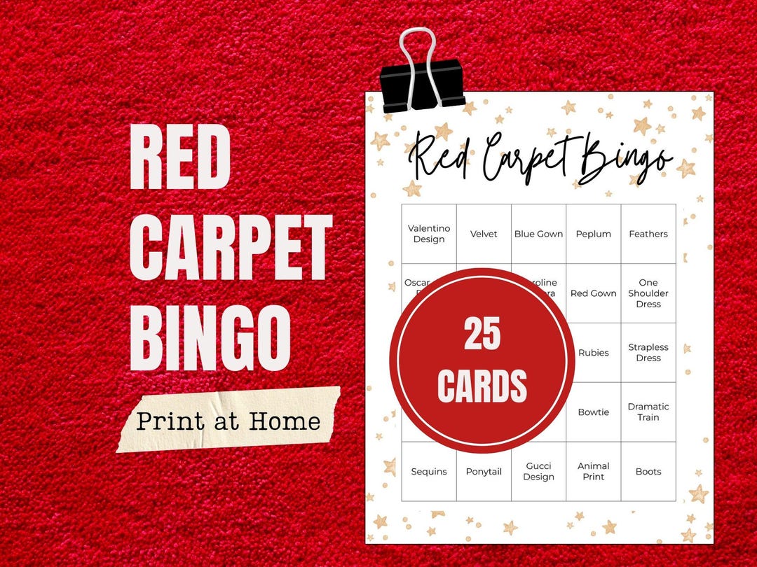 RED CARPET BINGO Cards | Award Show Watch Party Printable Bingo Cards ...