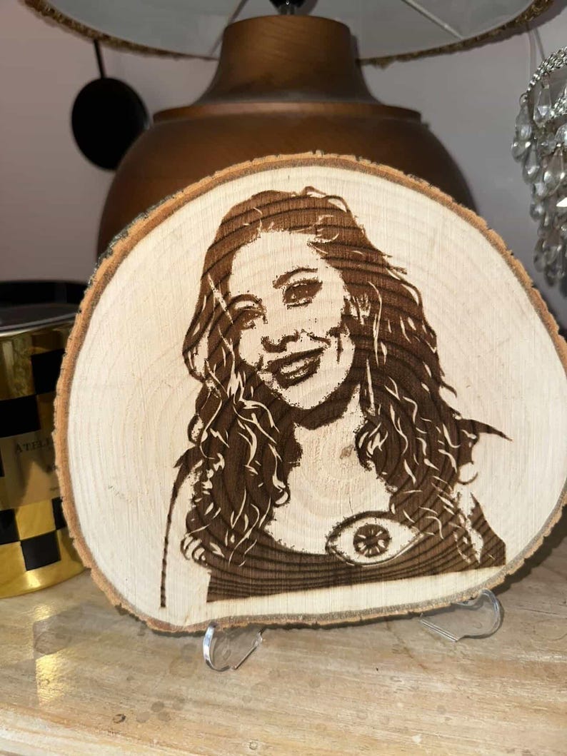 Personalized Photo Wood Slice, Custom Engraved Family Portrait, Rustic ...