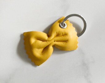Pasta Keychain Tortellini in Egg Yolk, Leather Pasta Key Ring, Food ...