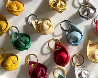 Pasta Keychain Tortellini in Butter, Leather Pasta Key Ring, Food ...