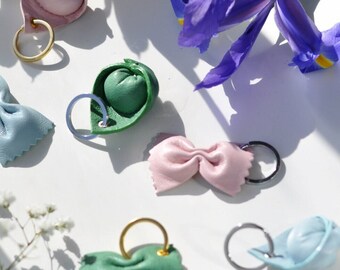 Pasta Leather Keychain in Butter, Leather Pasta Key Ring, Farfalle ...