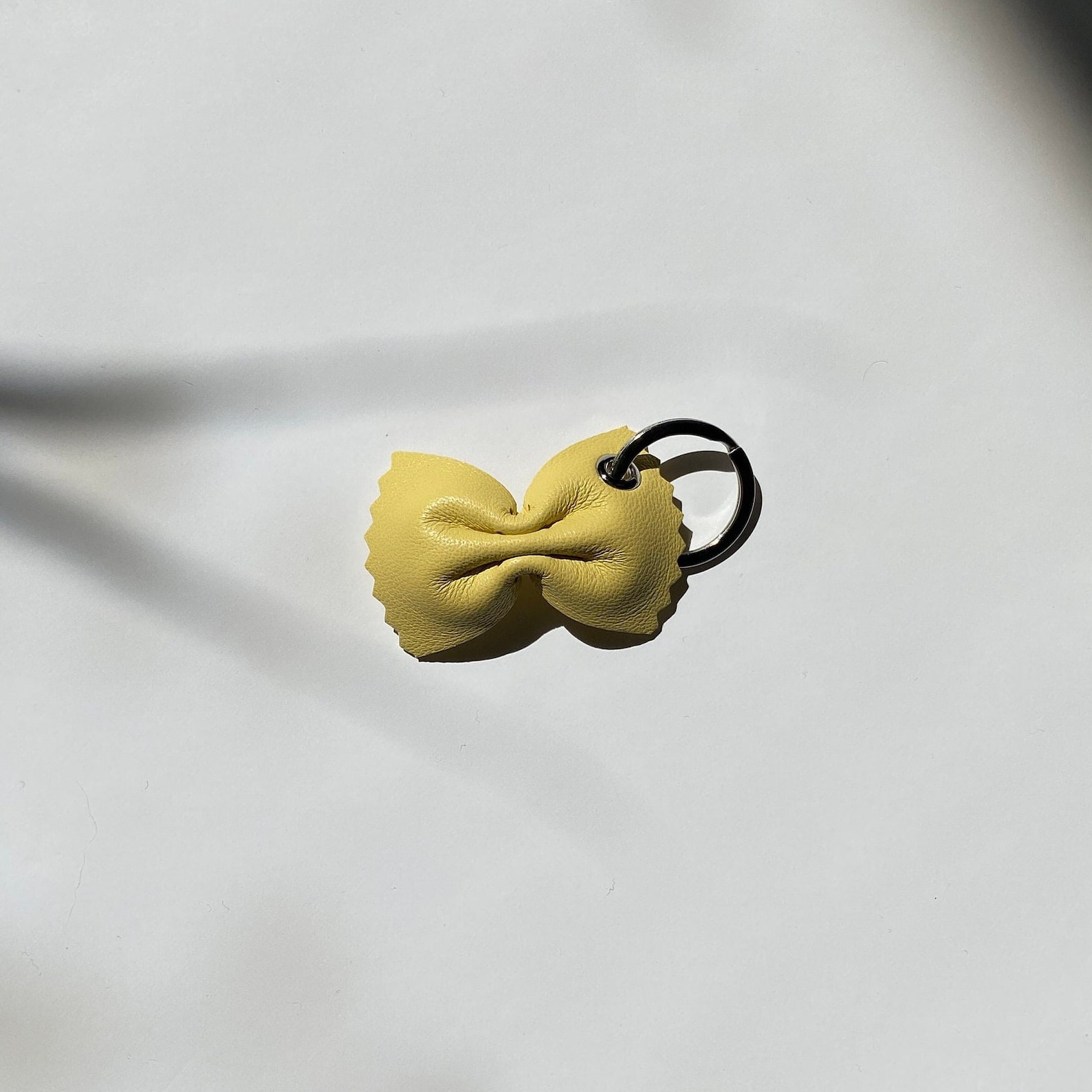 Pasta Leather Keychain in Butter, Leather Pasta Key Ring, Farfalle ...