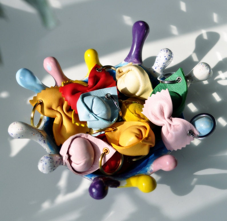 Pasta Keychain, Leather Pasta Key Ring, Tortellini Pasta Accessory ...