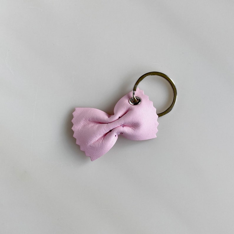 Pasta Leather Keychain Baby Pink, Leather Pasta Key Ring, Farfalle ...