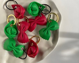 Pasta Leather Keychain in Butter, Leather Pasta Key Ring, Farfalle ...