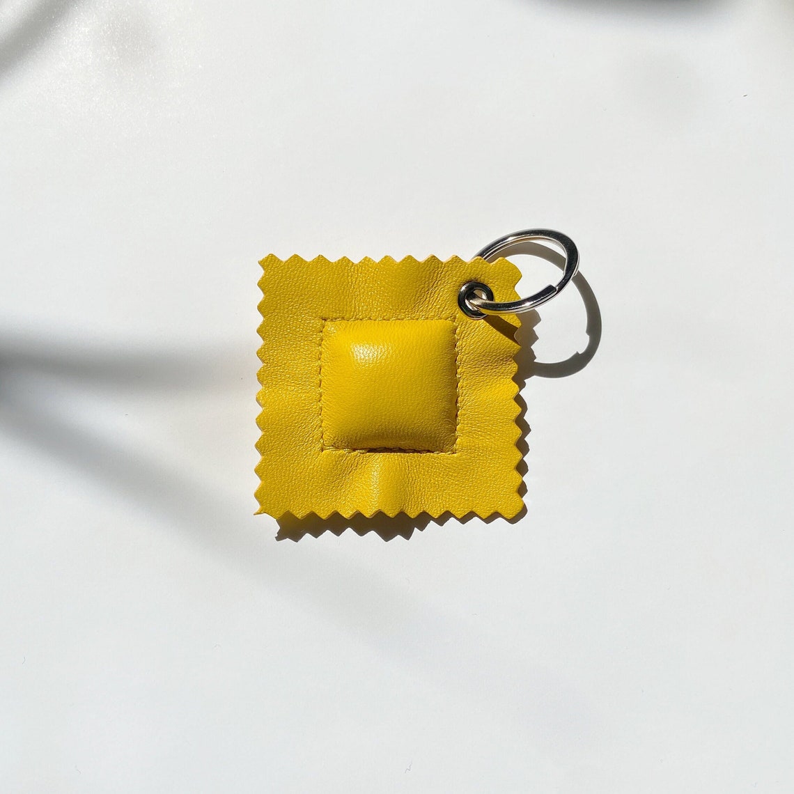Pasta Keychain Ravioli in Egg Yolk, Leather Pasta Key Ring, Food ...