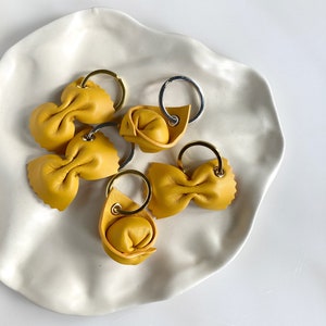Pasta Keychain Tortellini in Egg Yolk, Leather Pasta Key Ring, Food ...