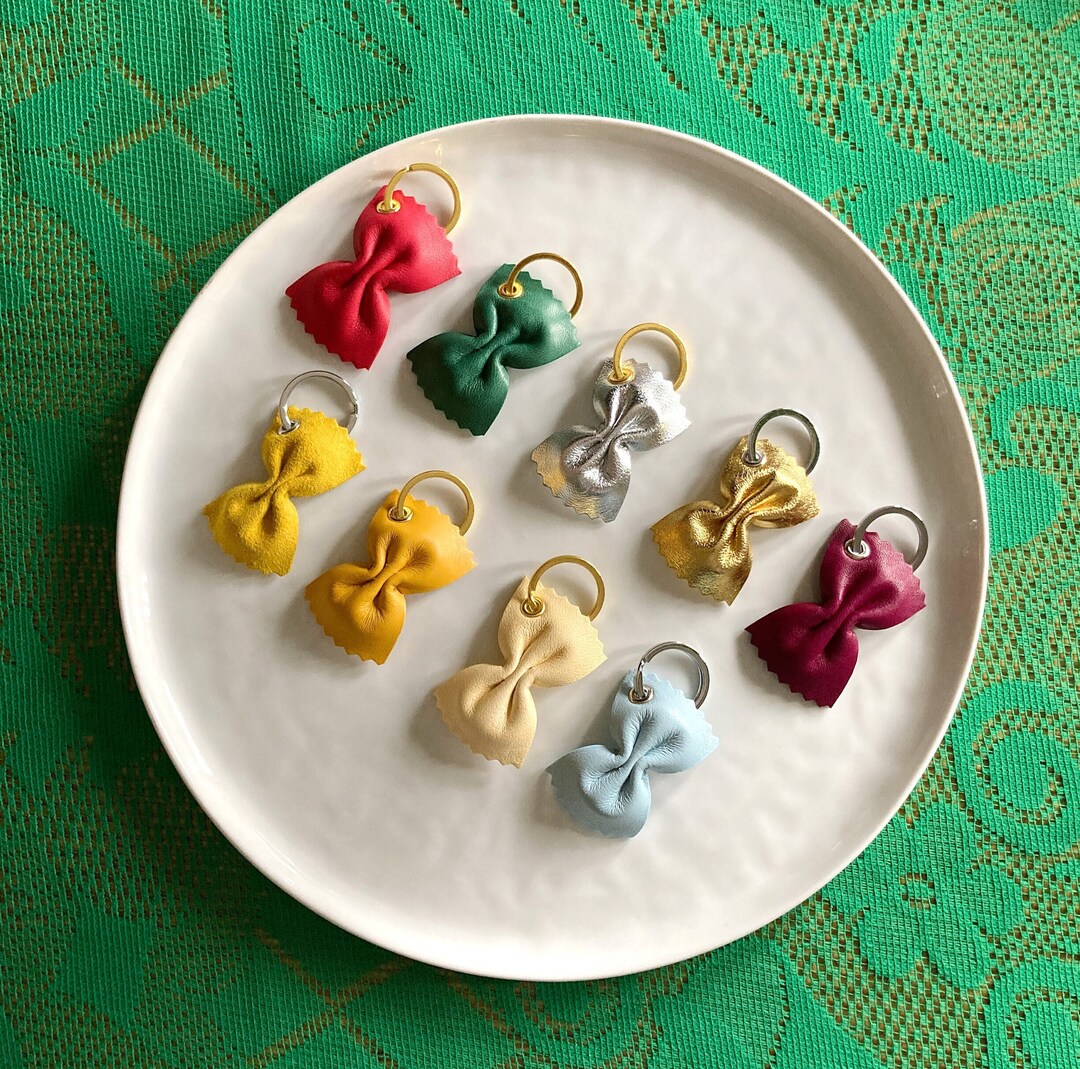 Pasta Keychain, Leather Pasta Key Ring, Farfalle Bowtie Accessory, Food ...