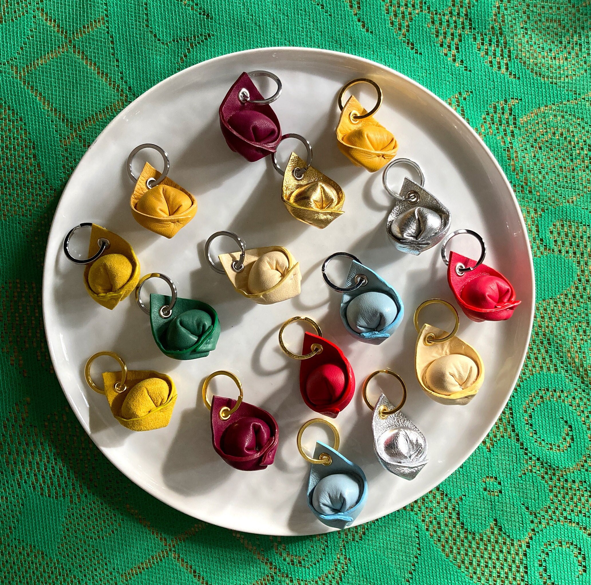 Pasta Keychain Tortellini in Butter, Leather Pasta Key Ring, Food ...