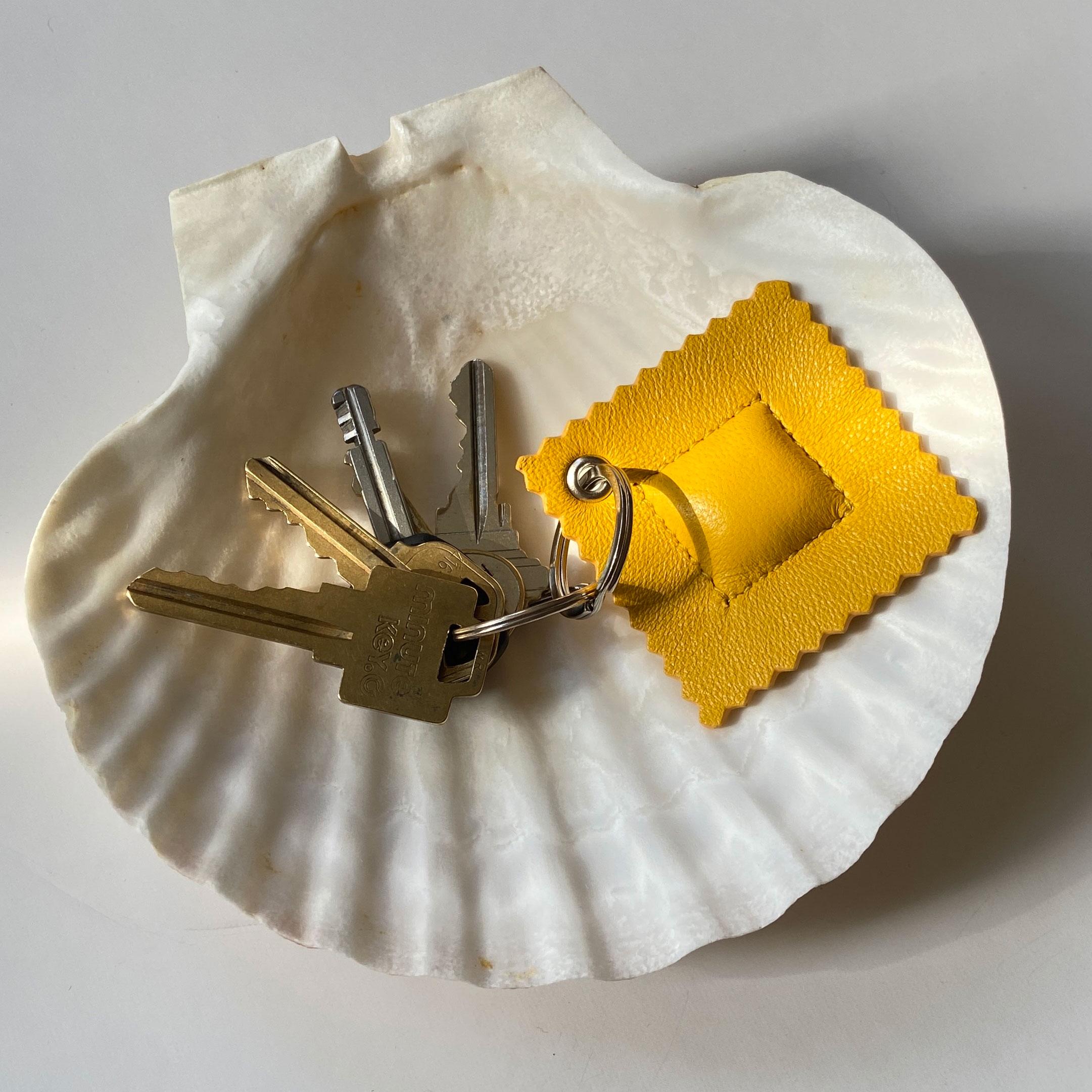 Ravioli Leather Keychain in Egg Yolk, Pasta Key Ring Bag Charm, Food ...