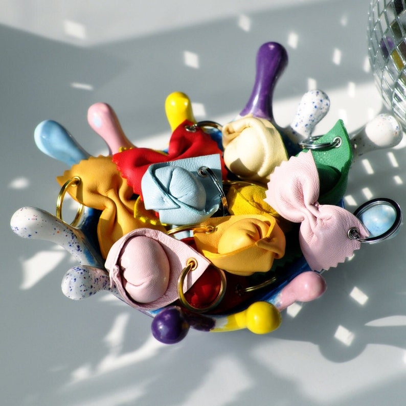 Pasta Keychain Tortellini in Egg Yolk, Leather Pasta Key Ring, Food ...