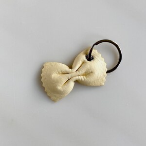 Pasta Leather Keychain in Butter, Leather Pasta Key Ring, Farfalle ...