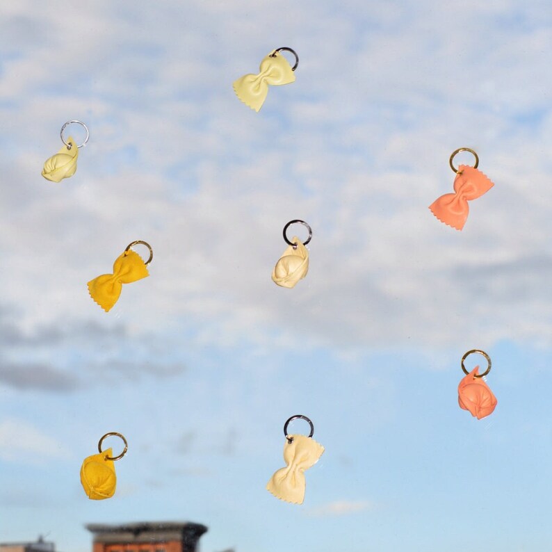 Pasta Keychain Tortellini in Butter, Leather Pasta Key Ring, Food ...