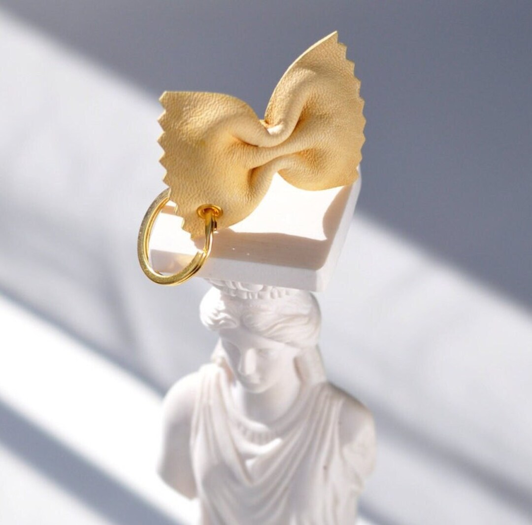 Pasta Leather Keychain in Butter, Leather Pasta Key Ring, Farfalle ...