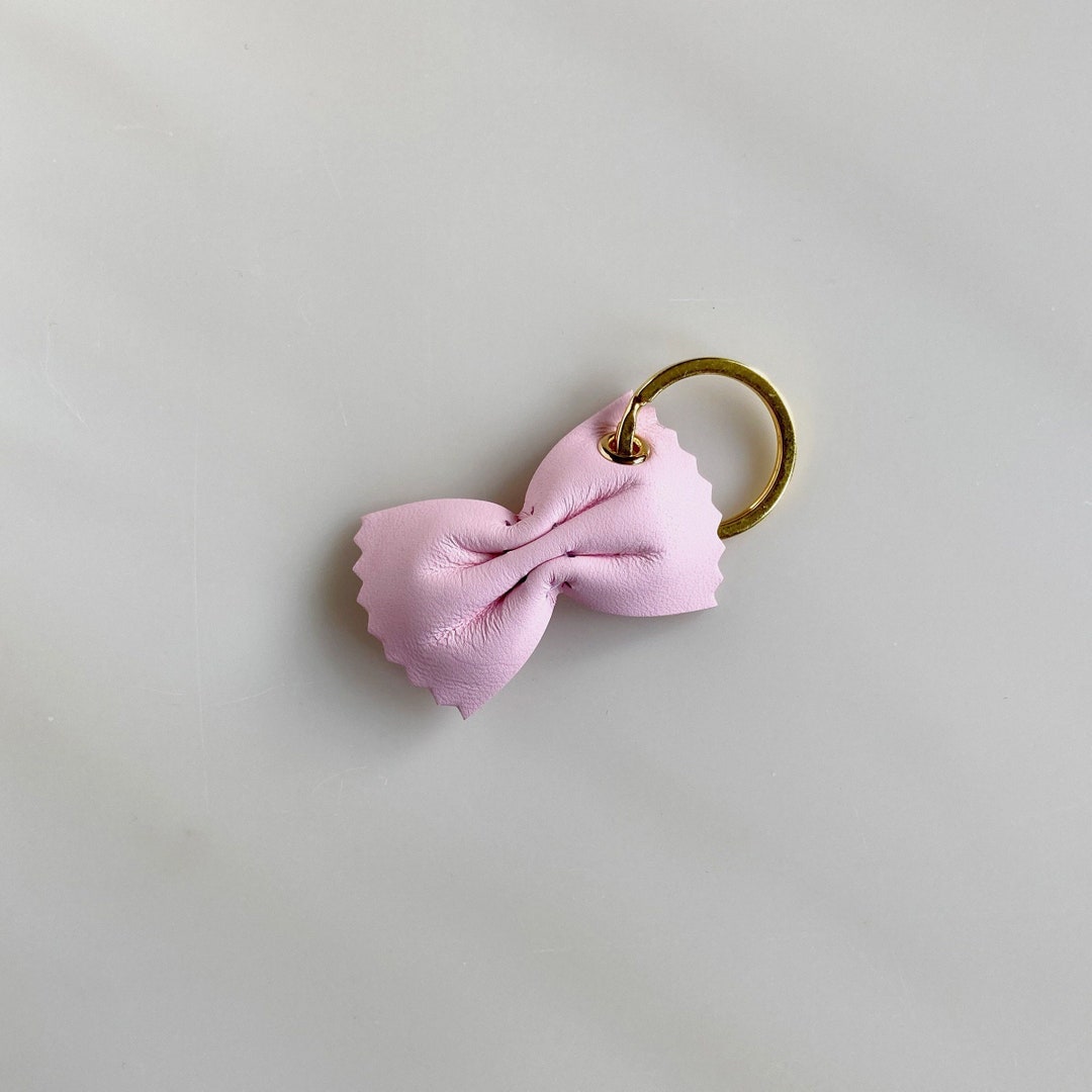 Pasta Leather Keychain Baby Pink, Leather Pasta Key Ring, Farfalle ...