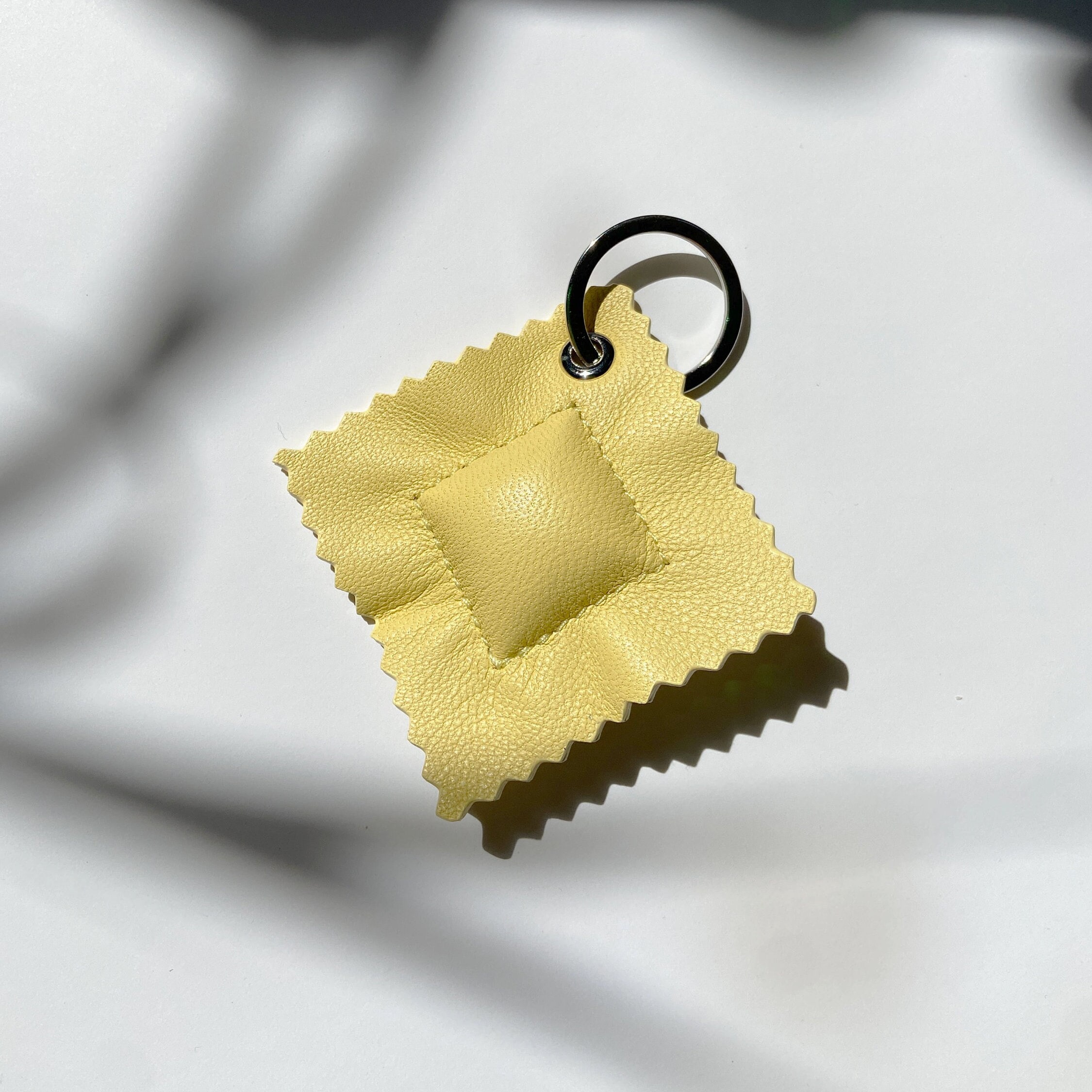 Pasta Keychain Ravioli in Butter, Leather Pasta Key Ring, Food Keychain ...