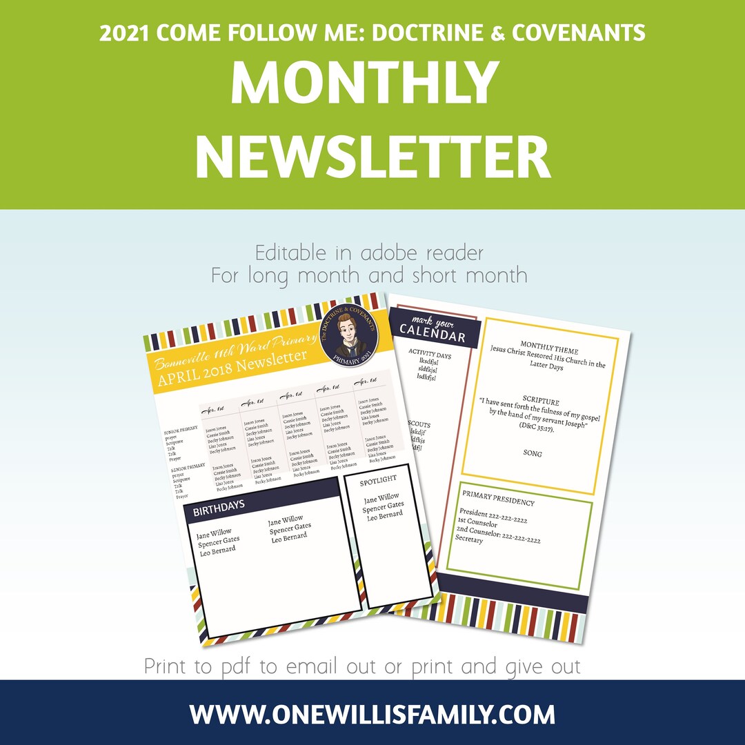 2025 Primary Newsletter Template: Pdf Newsletter Template. Come Follow ...