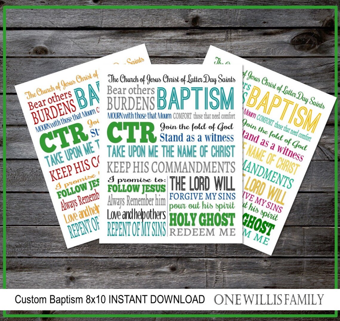LDS Baptism Word Printable: 8x10, 5x7, 4x6, 11x14, 16x20 Digital File ...