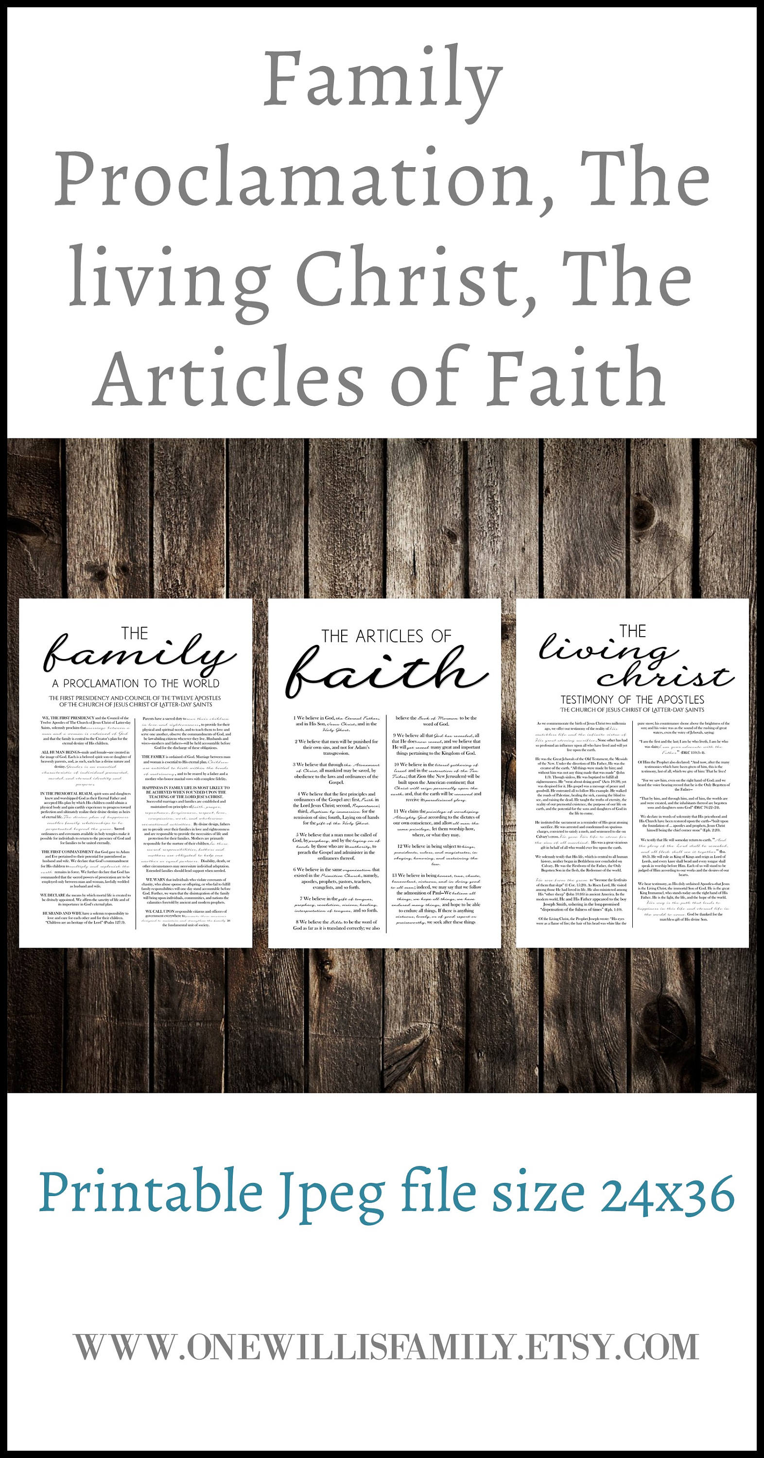 Family Proclamation, Living Christ, Articles of Faith Printable: LDS ...