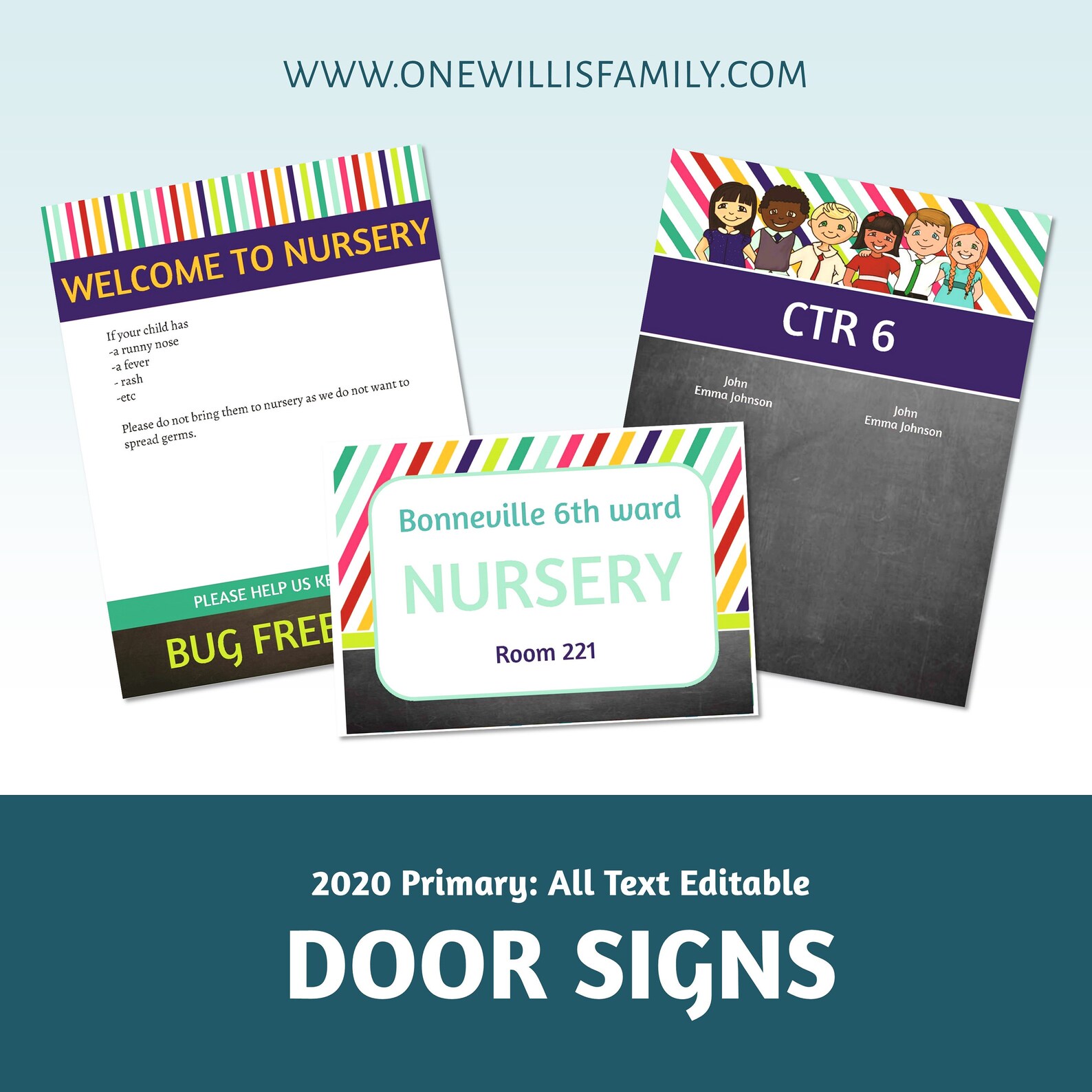 2020 Primary Door Sign Printables: Primary Kids Come Follow - Etsy
