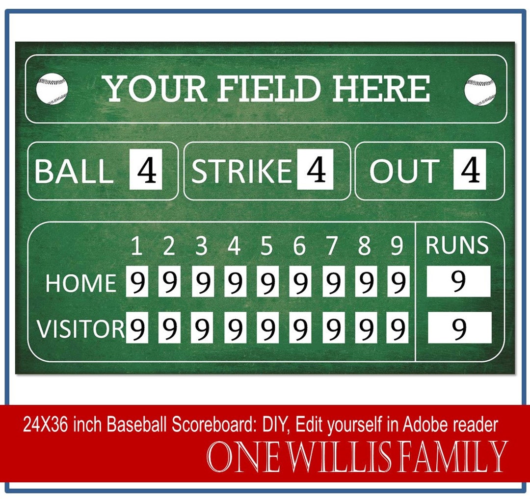 DIY Baseball Scoreboard: Baseball Birthday Party Decoration Scoreboard ...