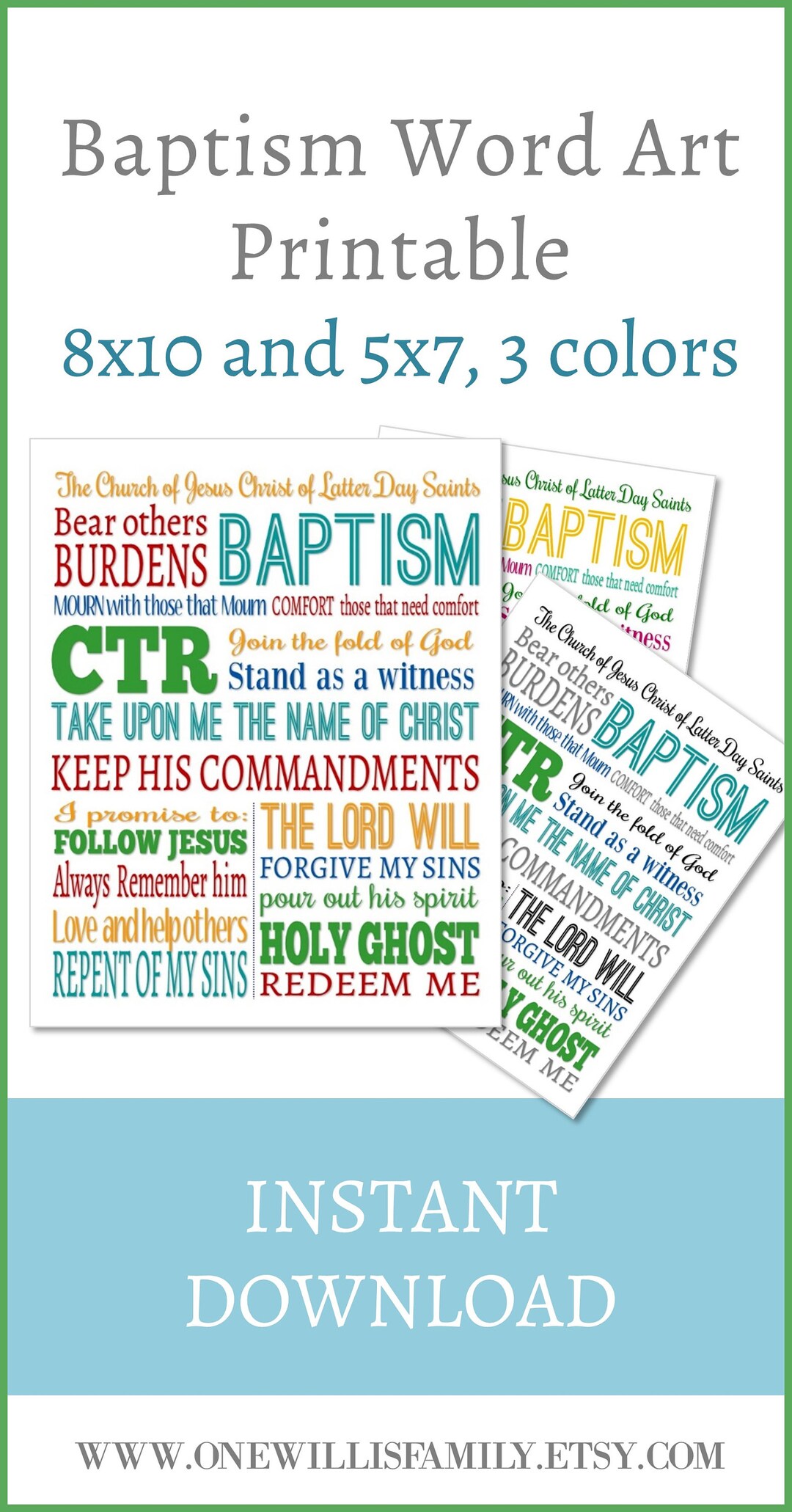 LDS Baptism Word Printable: 8x10, 5x7, 4x6, 11x14, 16x20 Digital File ...