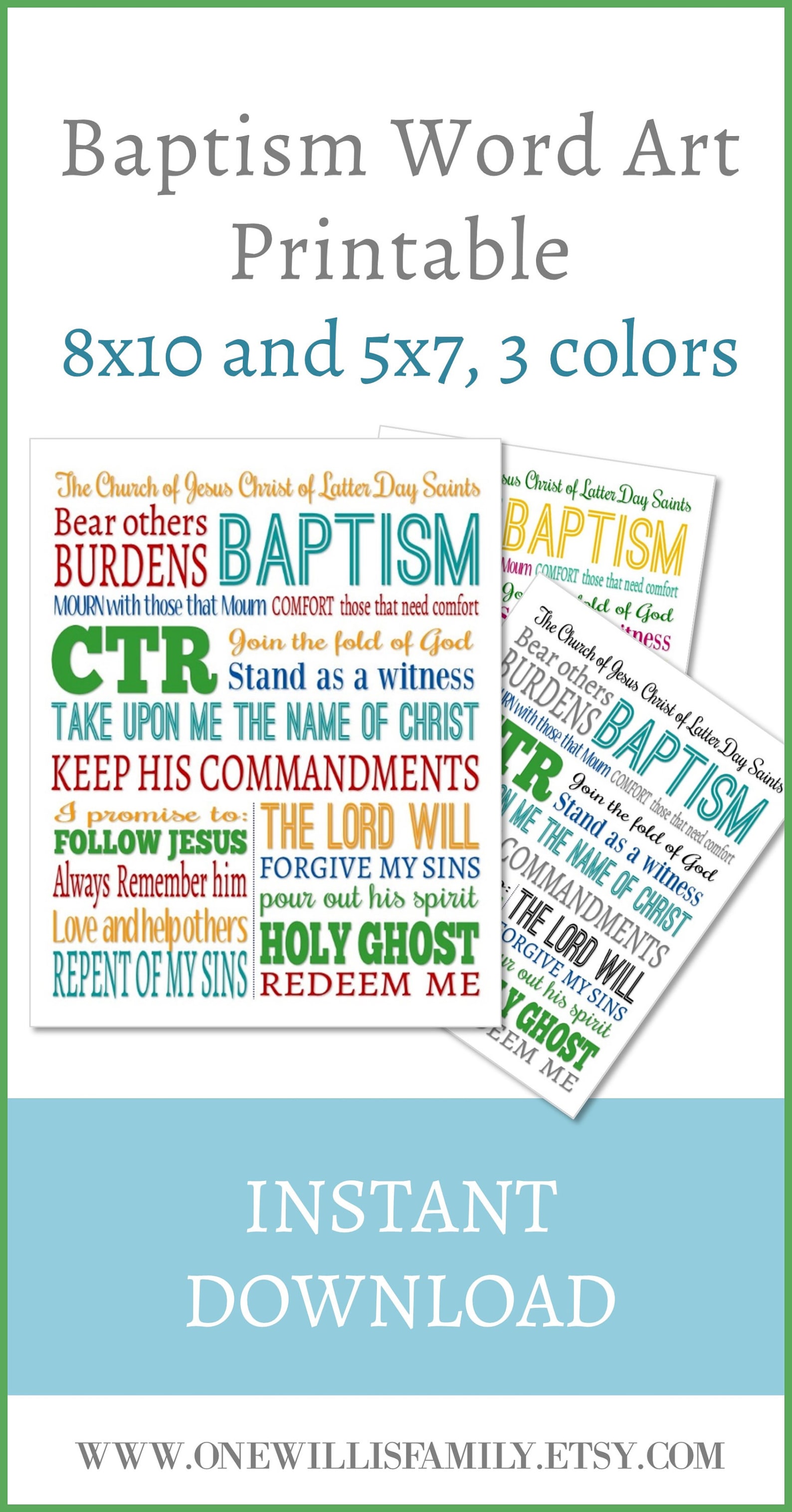 LDS Baptism Word Printable: 8x10, 5x7, 4x6, 11x14, 16x20 Digital File ...