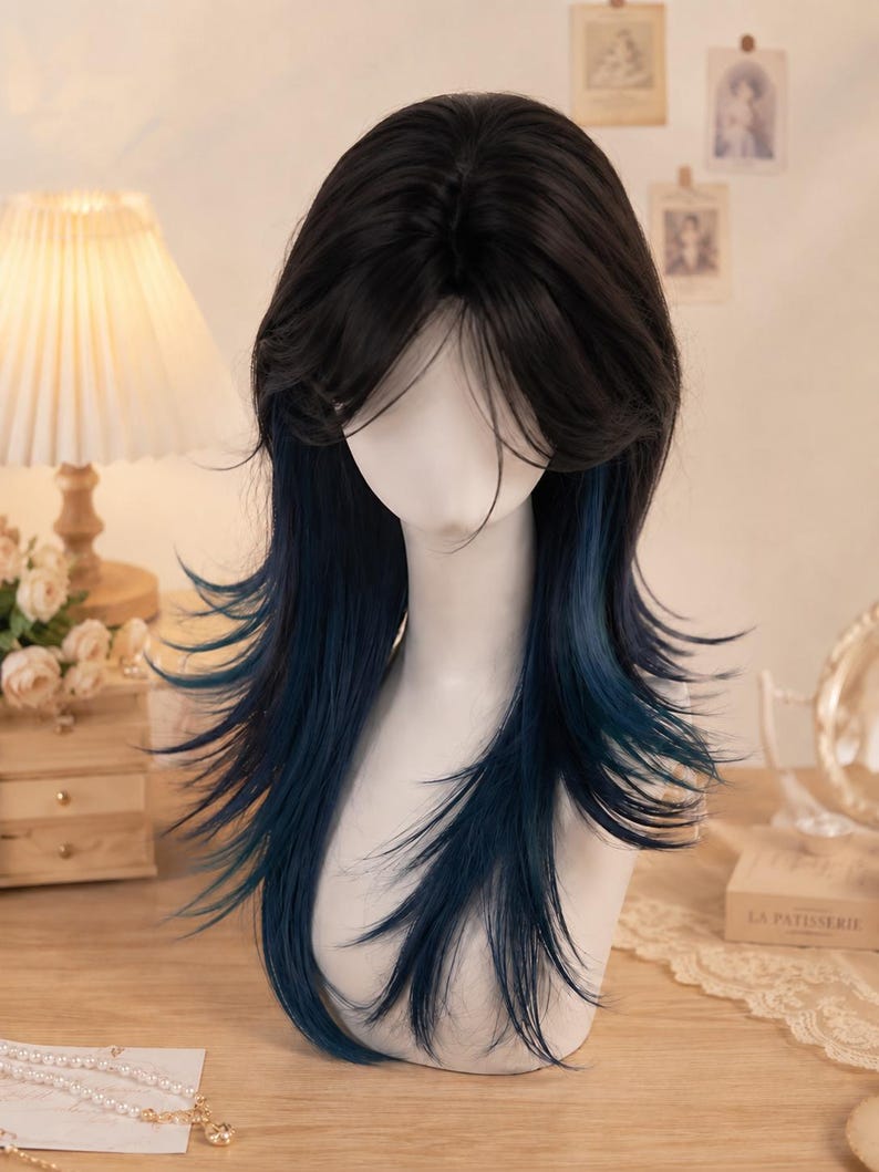 Silver Moon Wolf Cut Mullet Wig, Layered Synthetic Cosplay Party Wig - Etsy