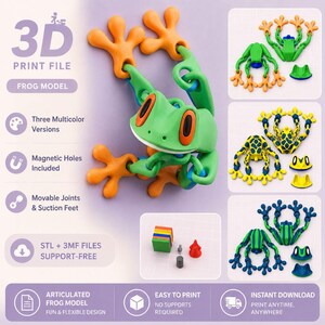 Articulated Frog STL File | Magnetic Print-in-place 3D Model (digital ...