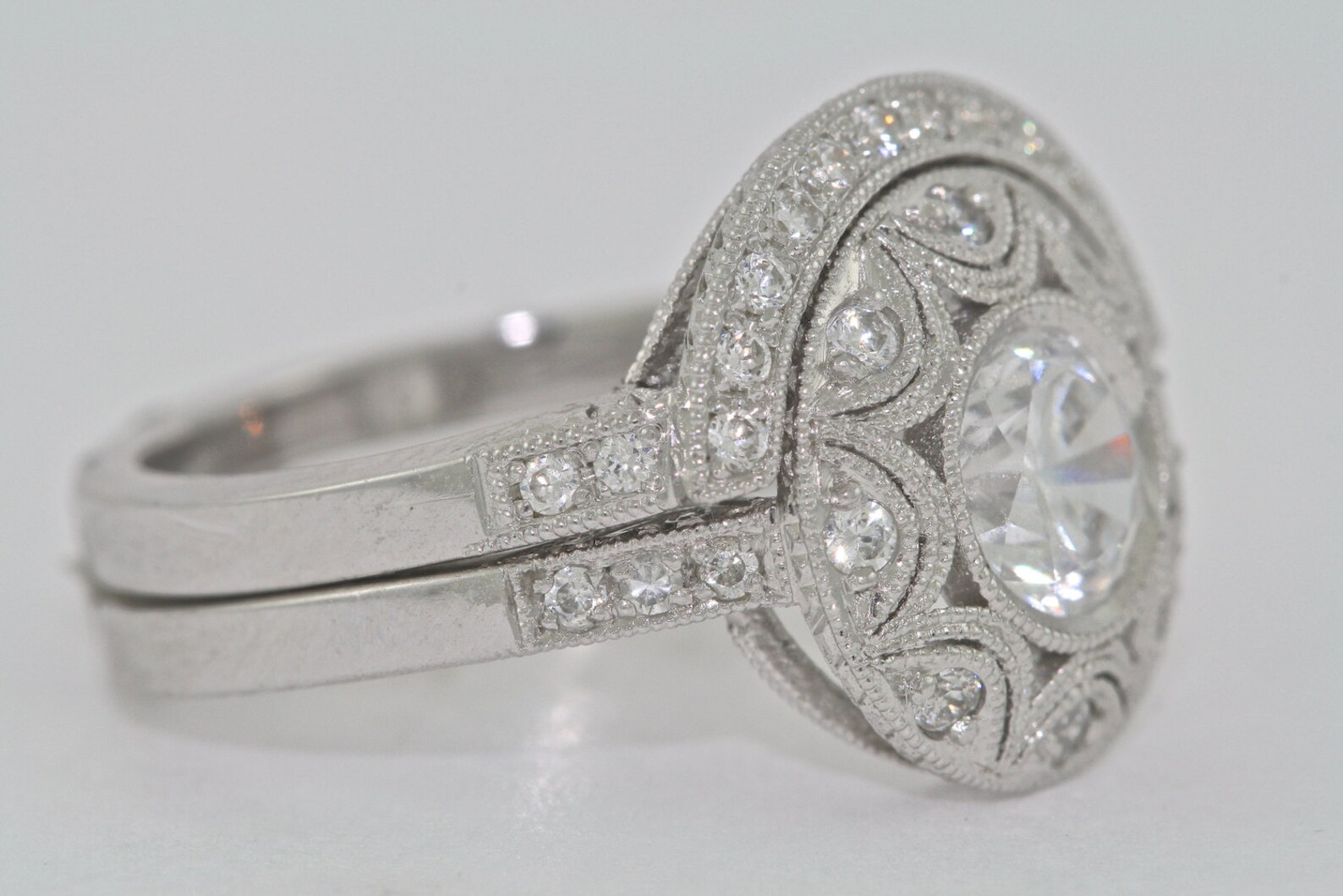 14kt White Gold and Diamond Bridal Set engagement Ring and - Etsy