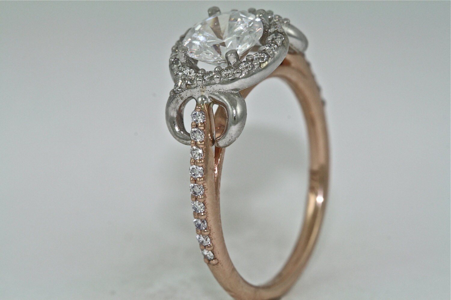 14kt White Gold and Rose Gold and Diamond Bridal Set | Etsy