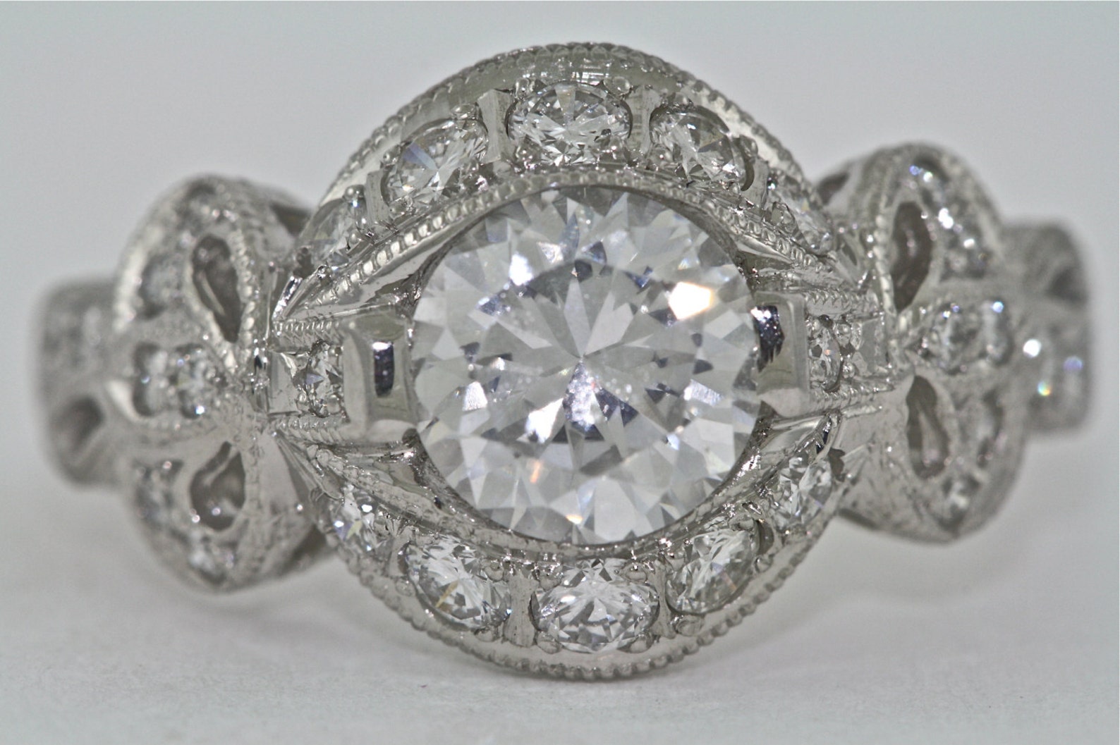 Platinum and Diamonds Edwardian Style Hand Engraved Engagement - Etsy