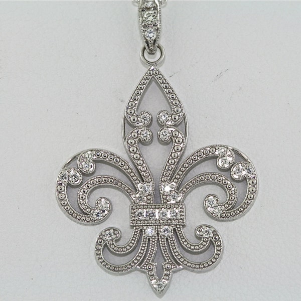 Fleur De Lis Pendant With Diamond - Etsy