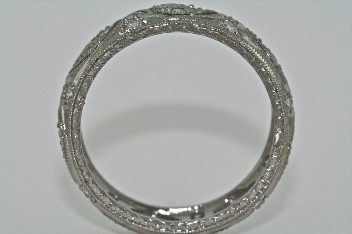 Platinum and Diamond Hand Engraved Art Deco Design Wedding - Etsy