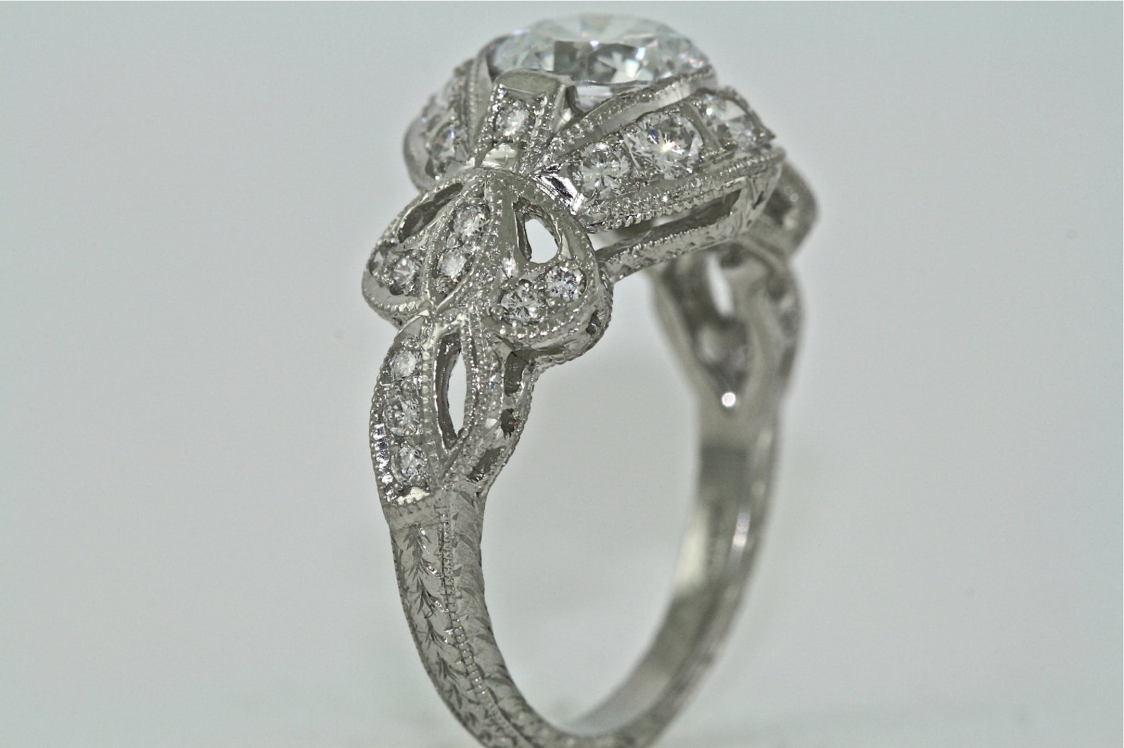 Platinum and Diamonds Edwardian Style Hand Engraved Engagement - Etsy