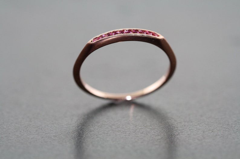 14kt Rose Gold Ruby Wedding Band - Etsy
