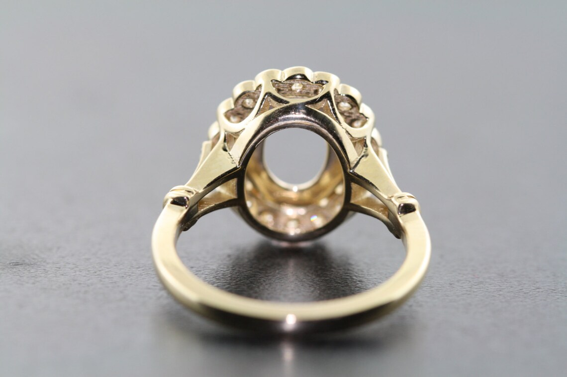 14kt Yellow Gold New Vintage Crown Engagement Ring With - Etsy