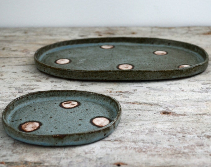Set of Two Rustic Dots Plates Ceramic Tapas Plates Pottery Plates - Etsy