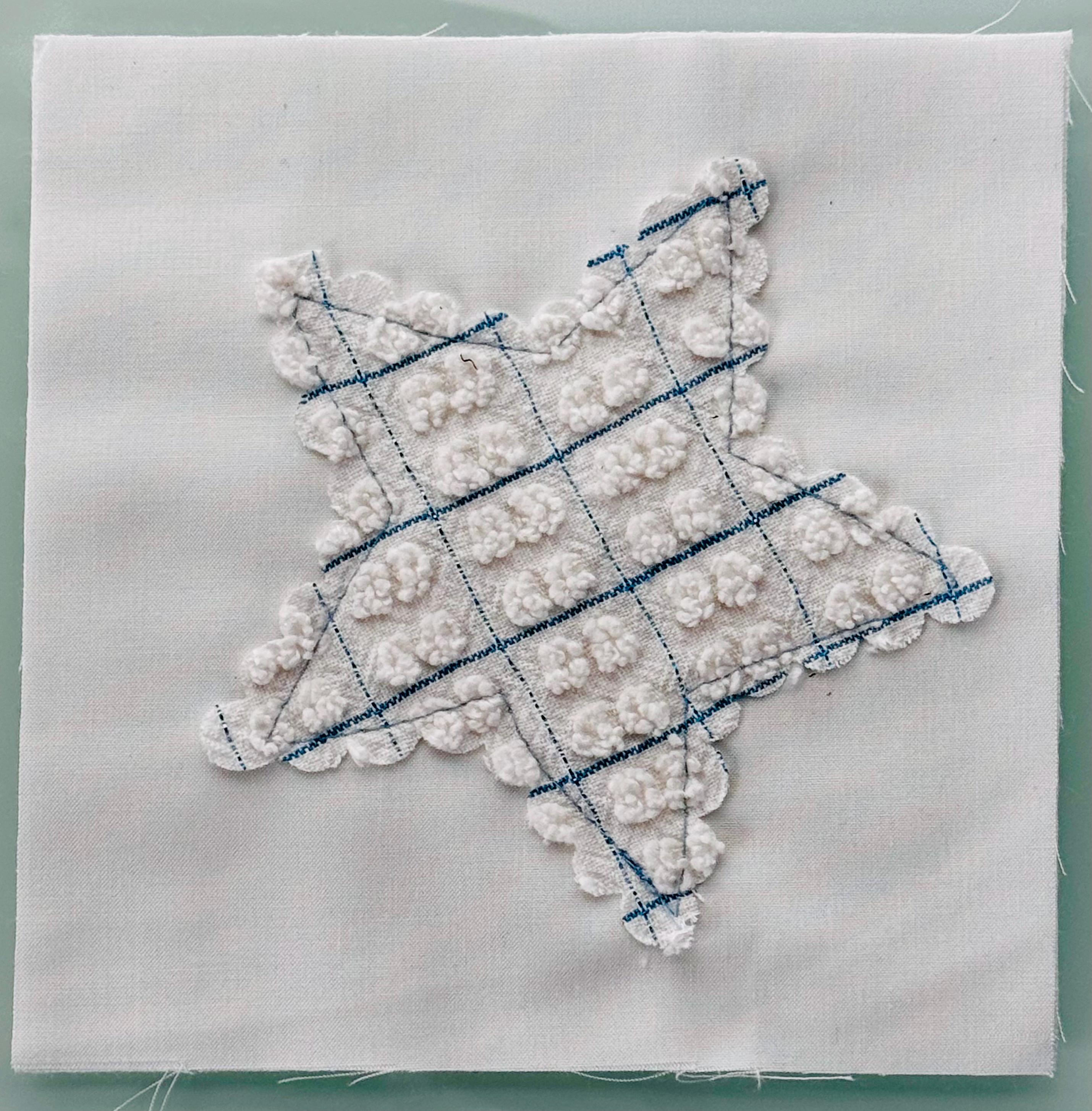 Vintage Chenille Fabric Quilt Squares Rag Quilt 6, 6” STARS App. BLUE ...