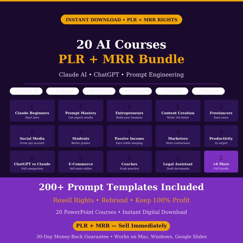 20 AI Courses Bundle | Claude AI Chatgpt Prompt Engineering | Resell ...