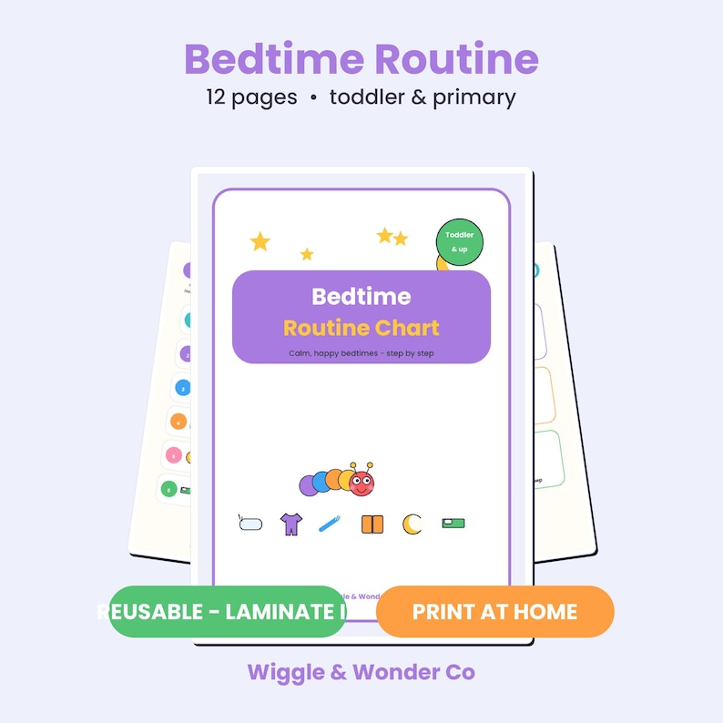 Bedtime Routine Chart Printable for Kids | Visual Toddler Bedtime Chart ...