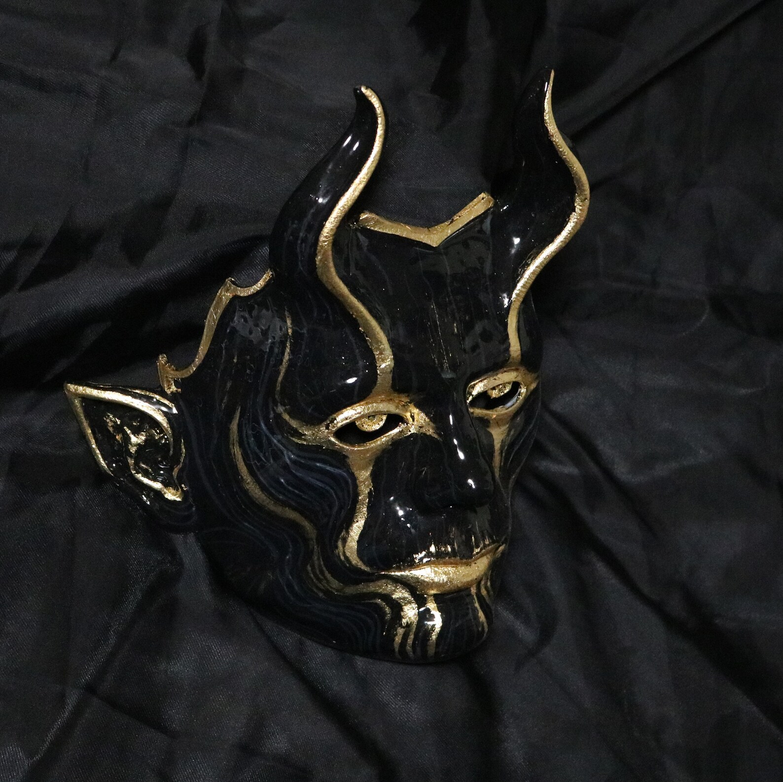 The Gargoyle Prince: Resin Cast Mask, Black Geode Finish - Etsy