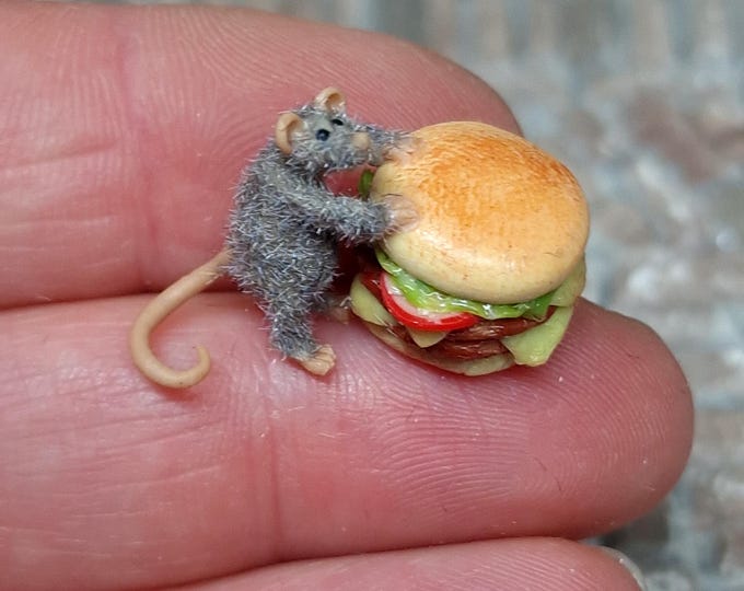 Rat / Mouse With Fur - Dollshouse Miniature - 12th Scale - Etsy