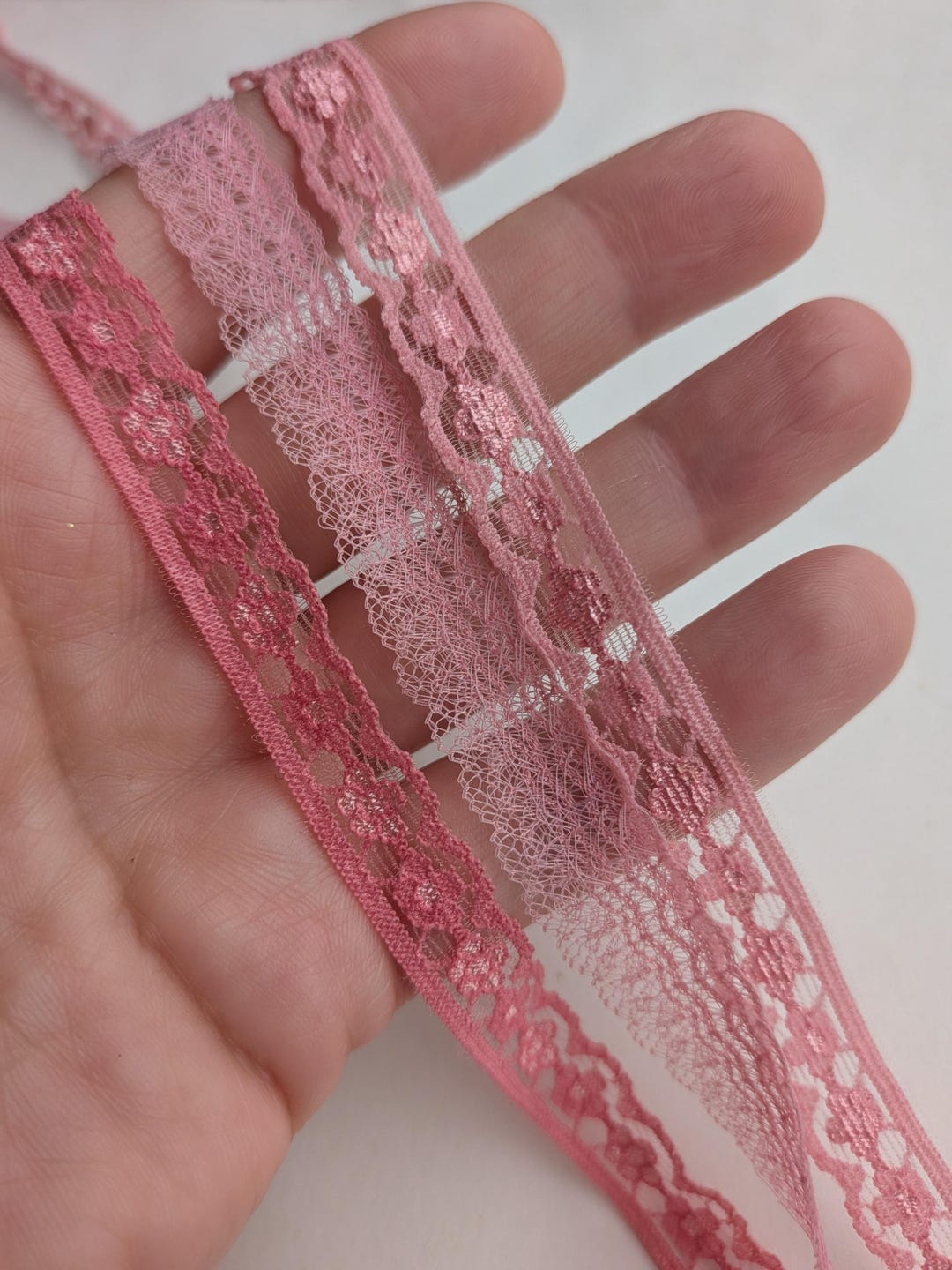 Salvaged Pink Vintage Narrow Lace Trim Pieces - Etsy