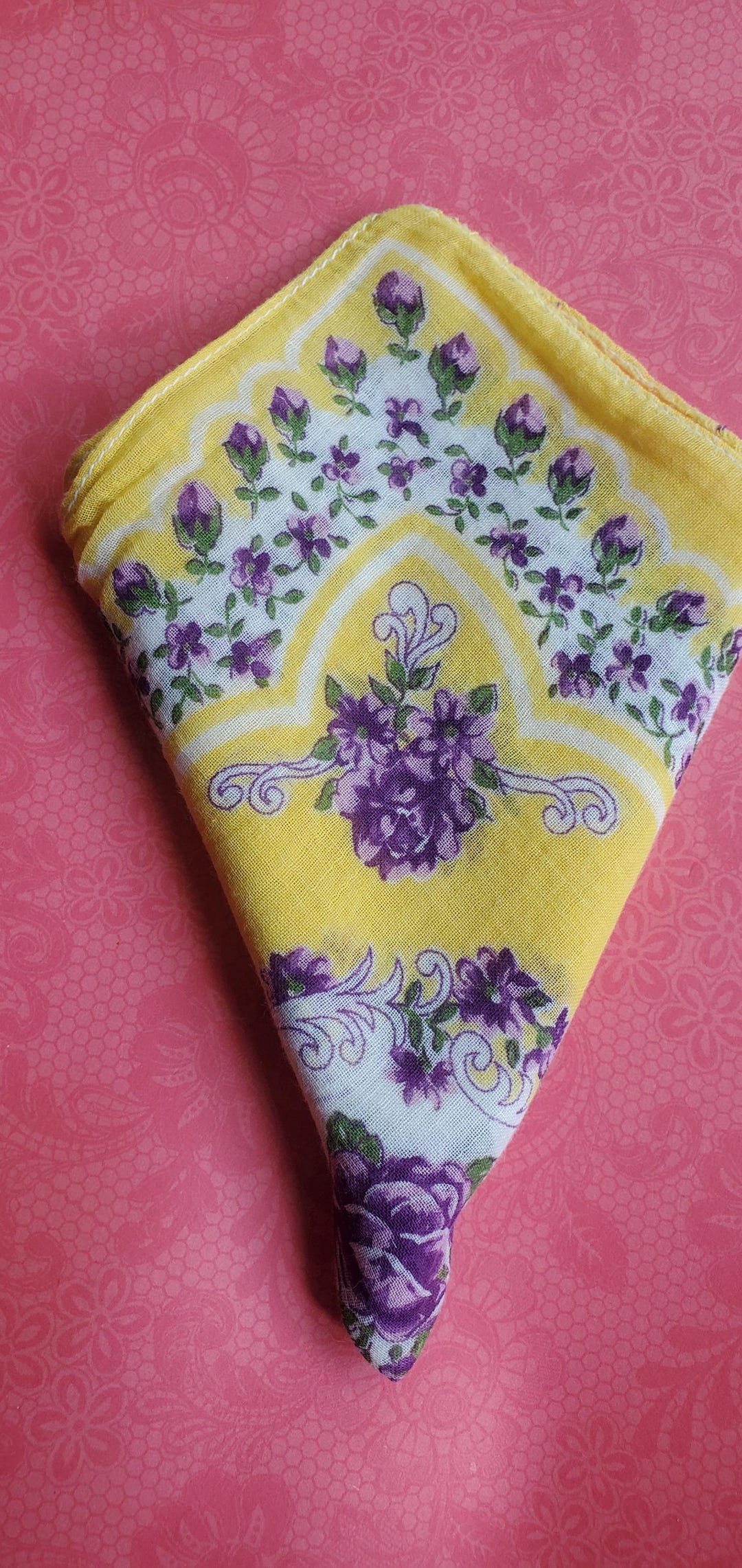 Vintage Sheer Cotton Floral Print Handkerchief Minor Flaw - Etsy
