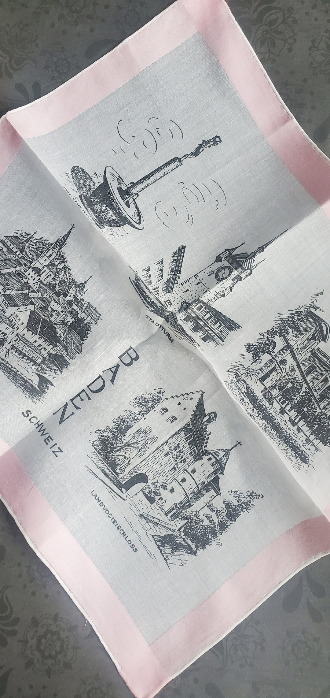 Vintage Sheer Baden Schweiz Souvenir Handkerchief - New - Etsy